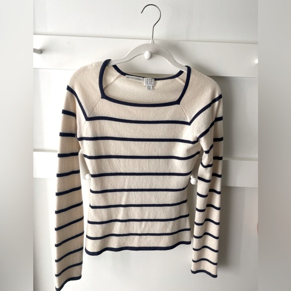 TSE | Sweaters | Tse Bergdorf Goodman Navy Striped Square Neck Cashmere ...